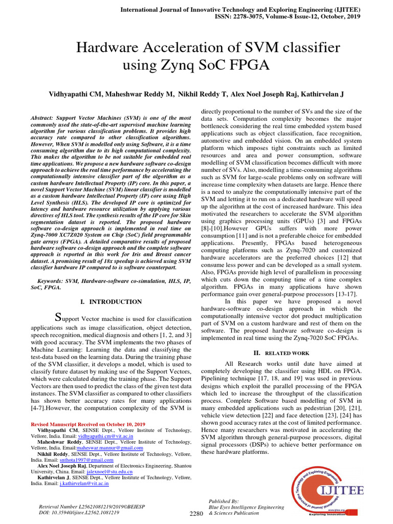 Hardware Acceleration of SVM Classifier | PDF | Support Vector Machine | Field Programmable Gate ...