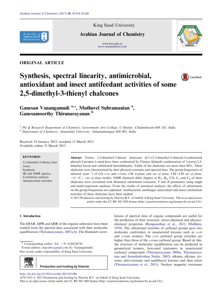 Synthesis--spectral-linearity--antimicrobial--antioxidant-_2017_Arabian-Jour | PDF | Proton ...