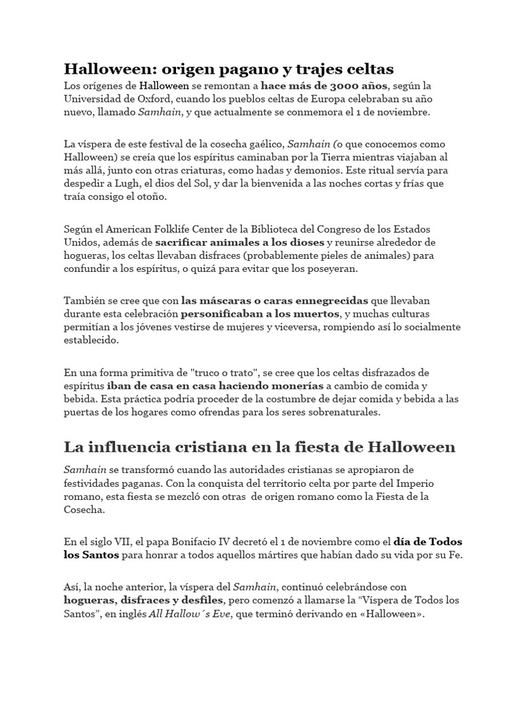 Orígenes de Halloween y tradiciones celtas | PDF | Víspera de Todos los ...