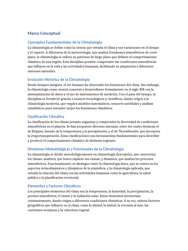 Marco Conceptual Climatologia Anny Actualizado | PDF | Climatología | Clima