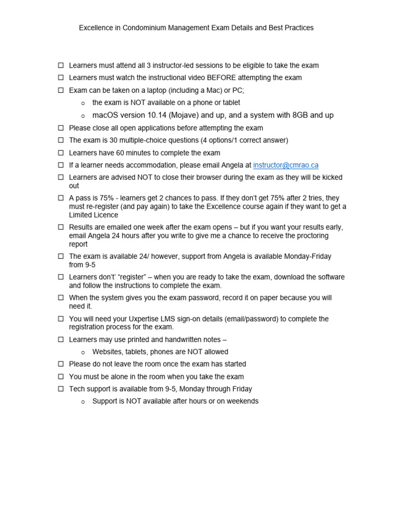 Excellence Exam Guidelines and Tips | PDF
