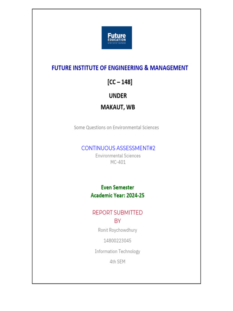 14800223045-Ronit Roychowdhury - EVS | PDF | Ozone Depletion | Sewage Treatment