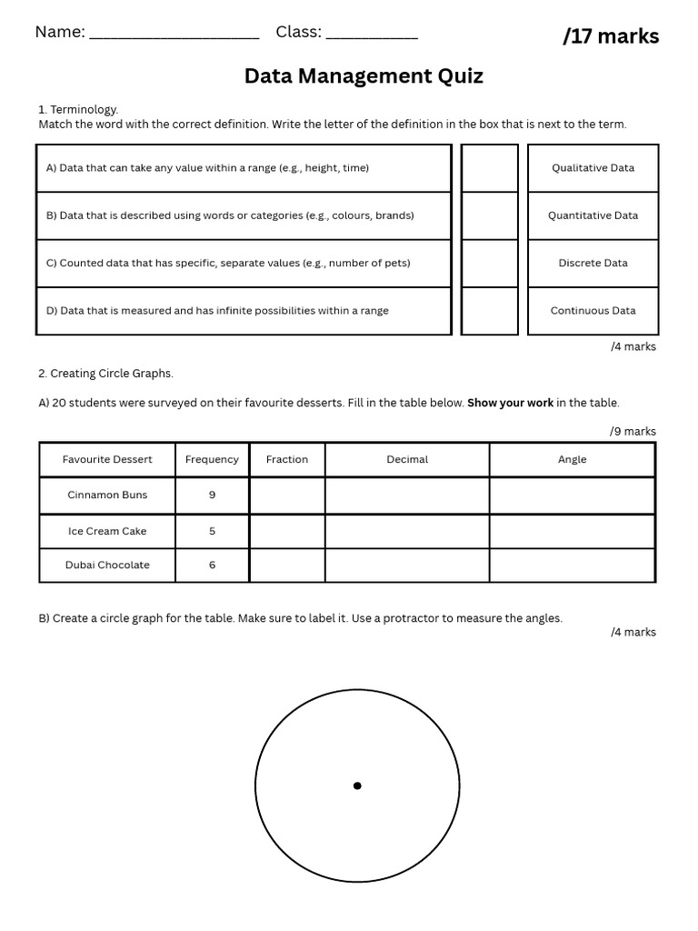 Data Management Quiz on Desserts | PDF