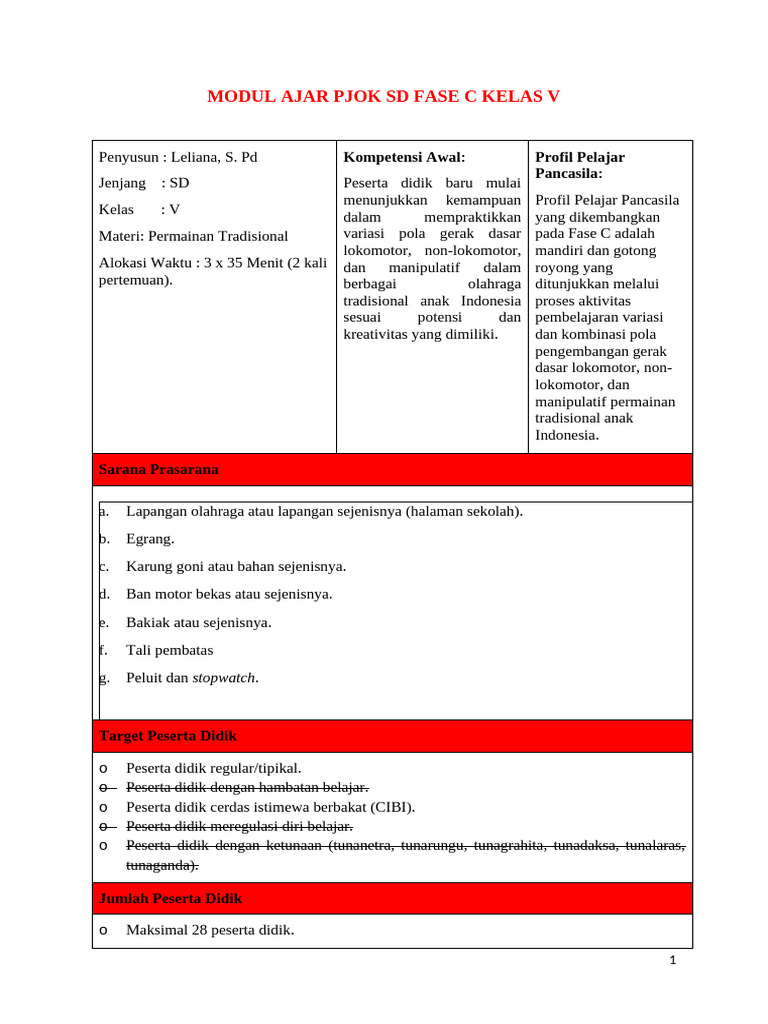 Kelas 5 Permaian Tradisional | PDF