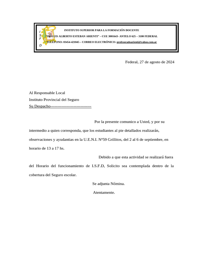 Observaciones en U.E.N.I. Nº59 Grillitos | PDF