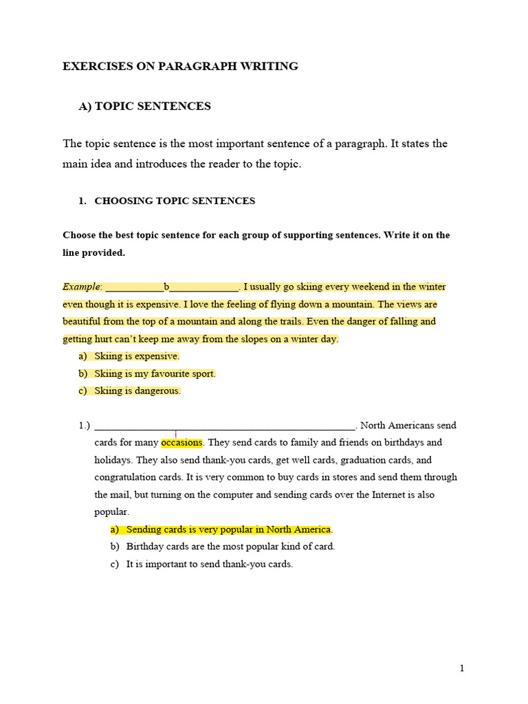 Paragraph Writing Exercises Guide | PDF | Vegetables