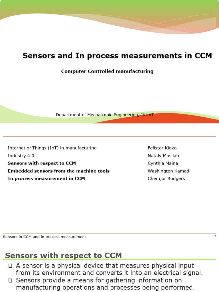 Sensors and in Process Measurement in CCM | PDF | Sensor | Machining