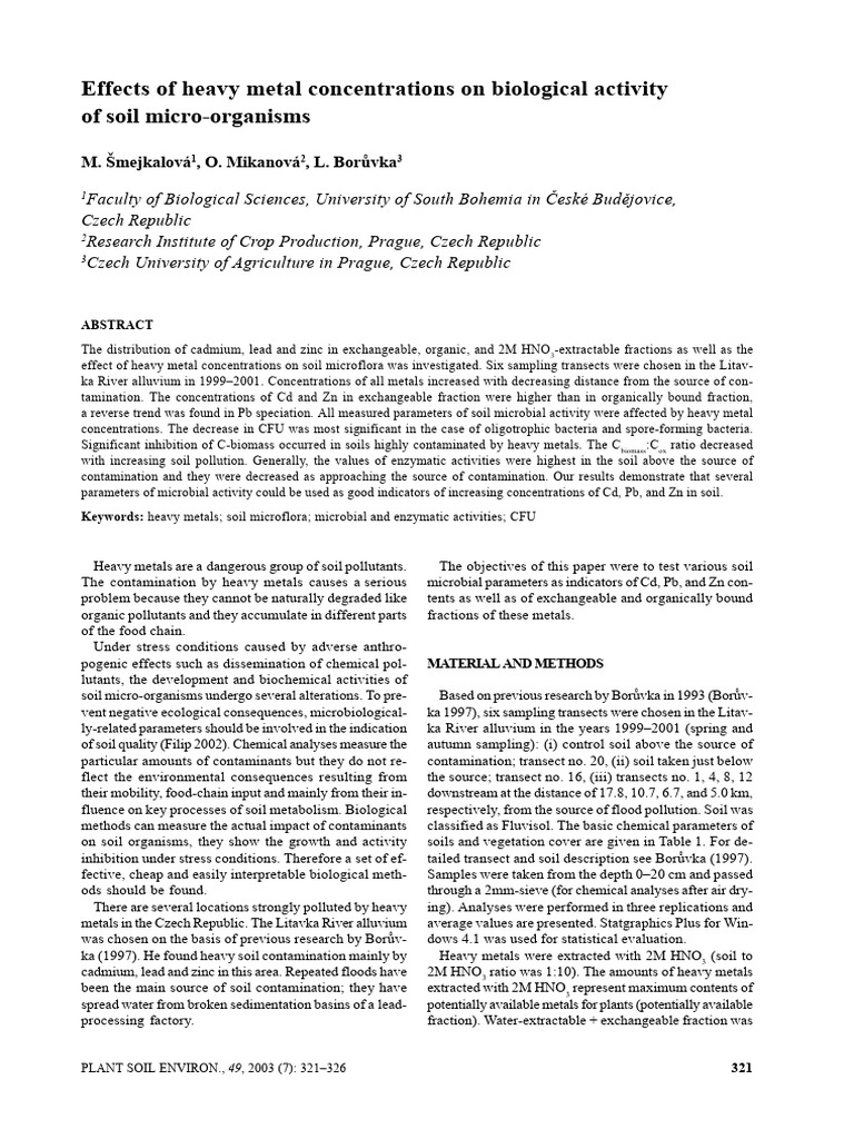 Heavy Metals and Microbial | PDF | Soil | Lead