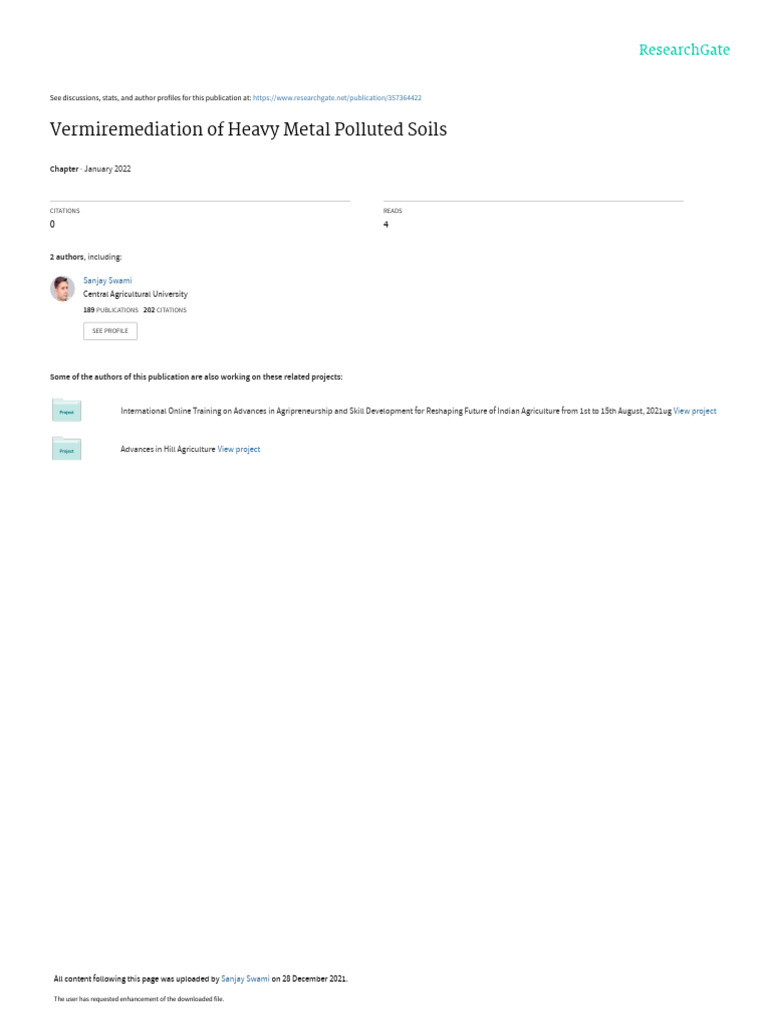 Vermiremediation of Heavy Metal Polluted Soils | PDF