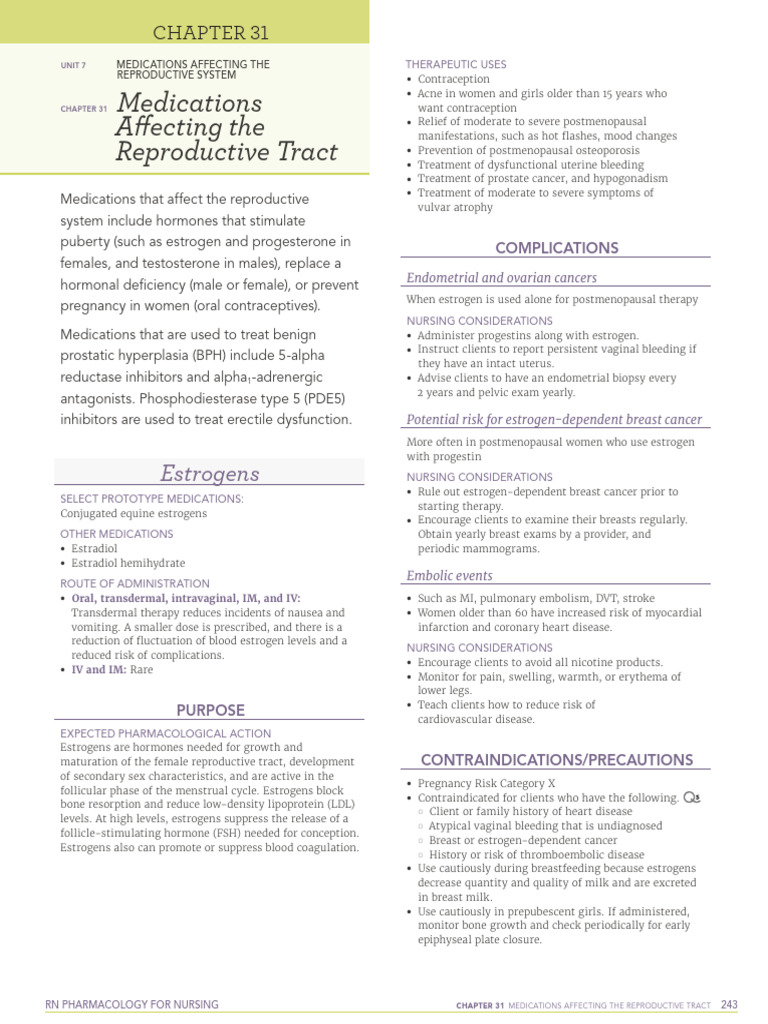 Medications Affecting The Reproductive Tract | PDF | Combined Oral ...