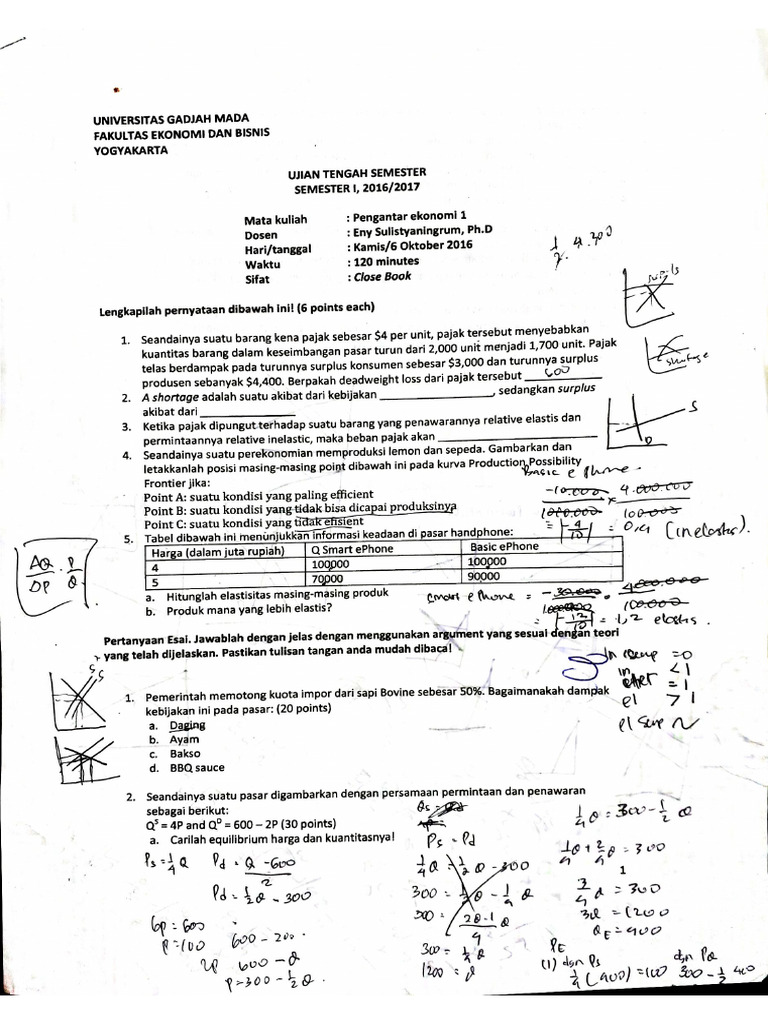 Ekonomi Pengantar 1 - Eny Sulistyaningrum 2016 UTS | PDF
