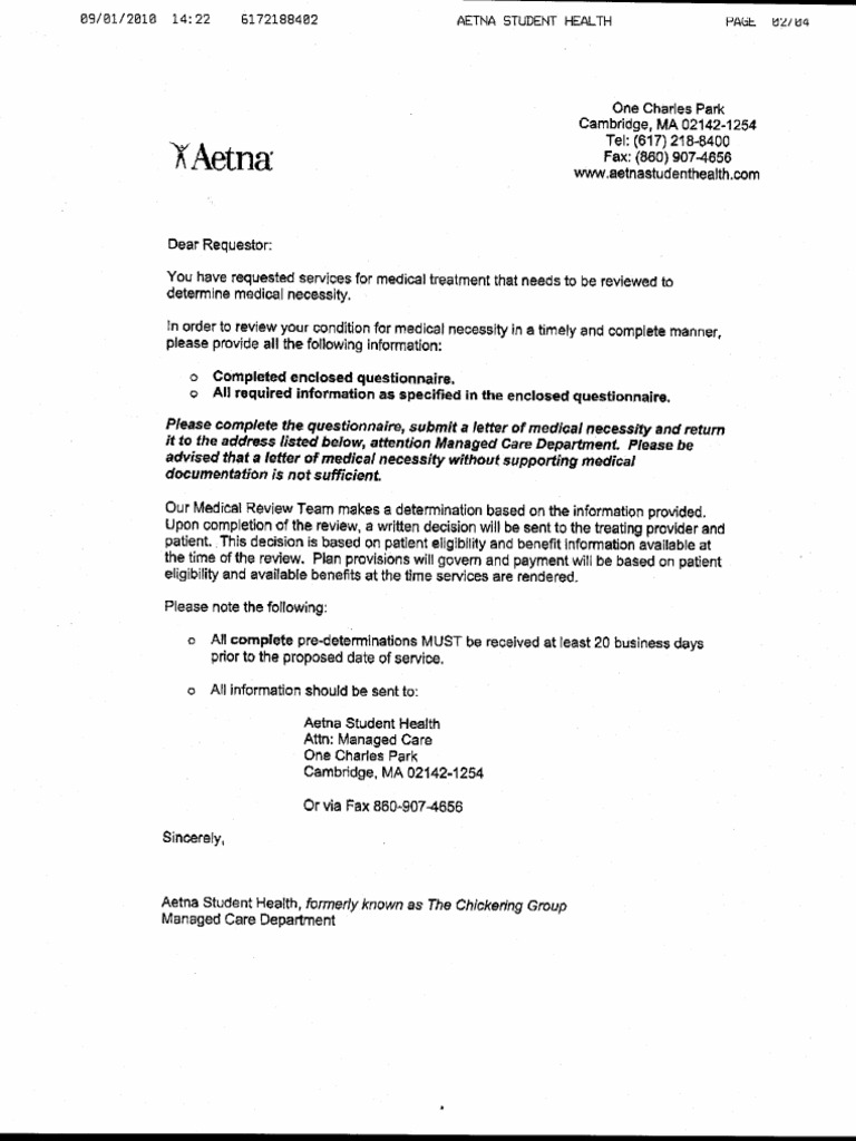 Aetna Pre-Determination Documents | Health Care | Medical