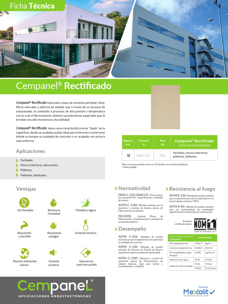 Ficha Técnica Cempanel Rectificado Junio 2024 | PDF | Aislamiento ...