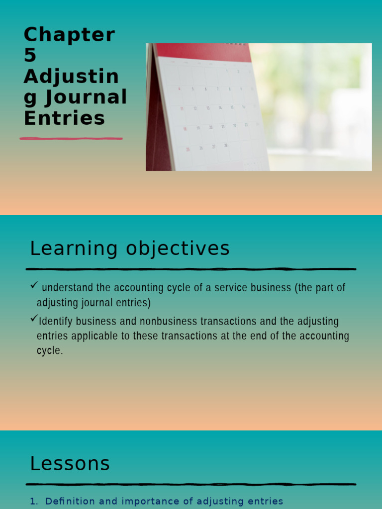 Chapter 5 Adjusting Journal Entries | PDF | Deferral | Depreciation