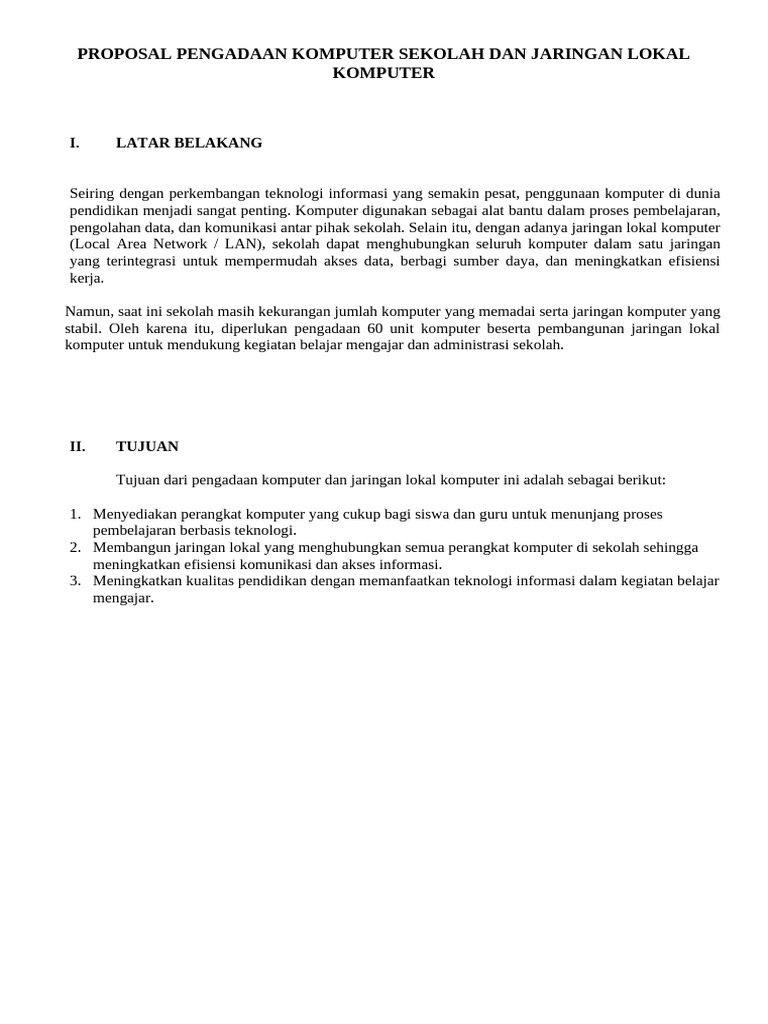 Proposal Pengadaan Komputer Sekolah | PDF