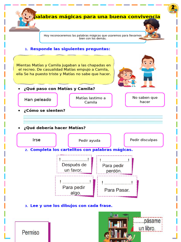 Lunes B - Ficha - Ps - Las Palabras Mágicas para Una Buena Convivencia | PDF