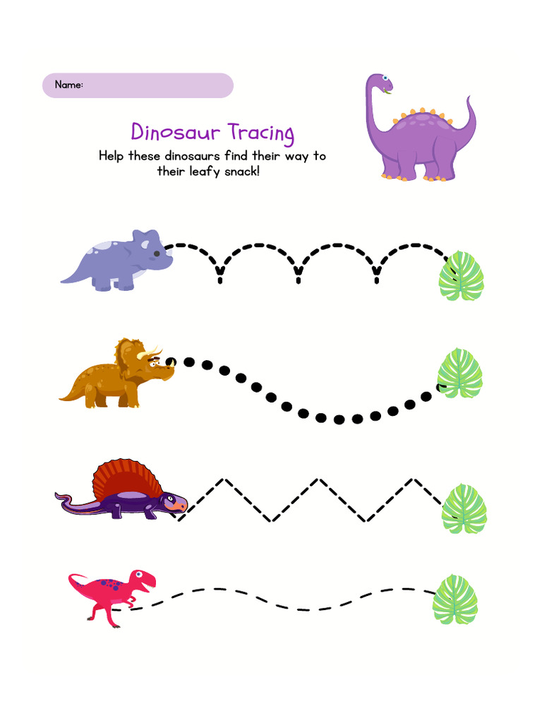 Dinosaur Tracing Worksheet | PDF