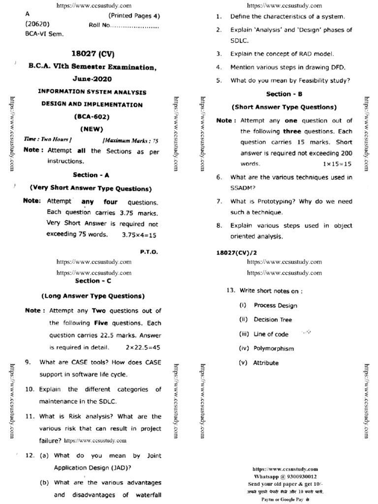 Bca 6 Sem Information System Analysis Design and Implementation 18027 ...