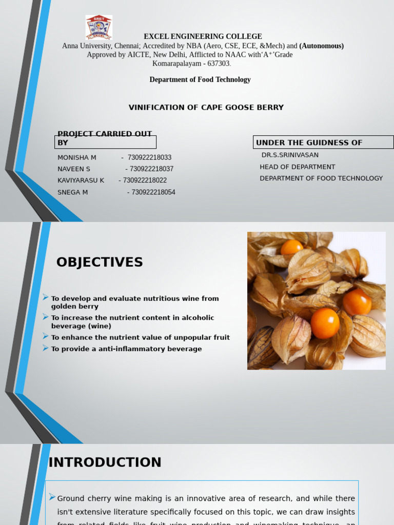 MONI Mini Project PPT 0th R | PDF | Fermentation In Winemaking ...