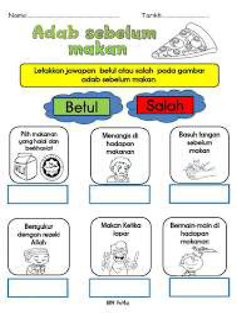 LKPD Adab Makan Dan Minum 2 | PDF