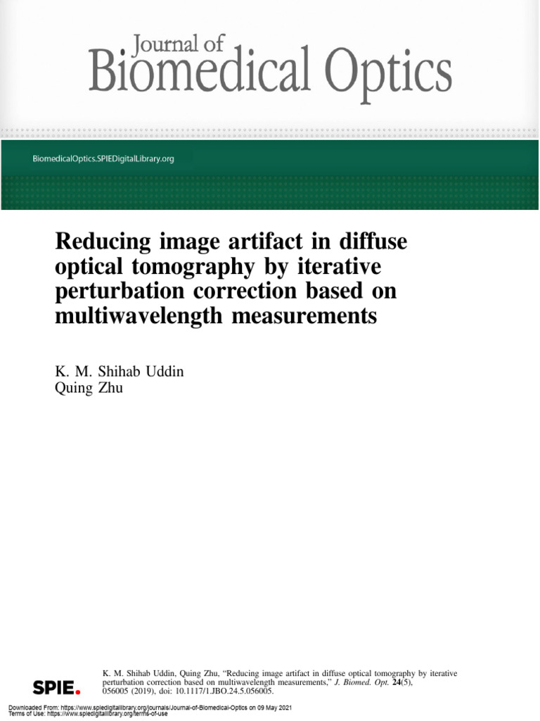 2019 - Reducing Image Artifact in Diffuse Optical Tomography by Iterative Perturbation ...