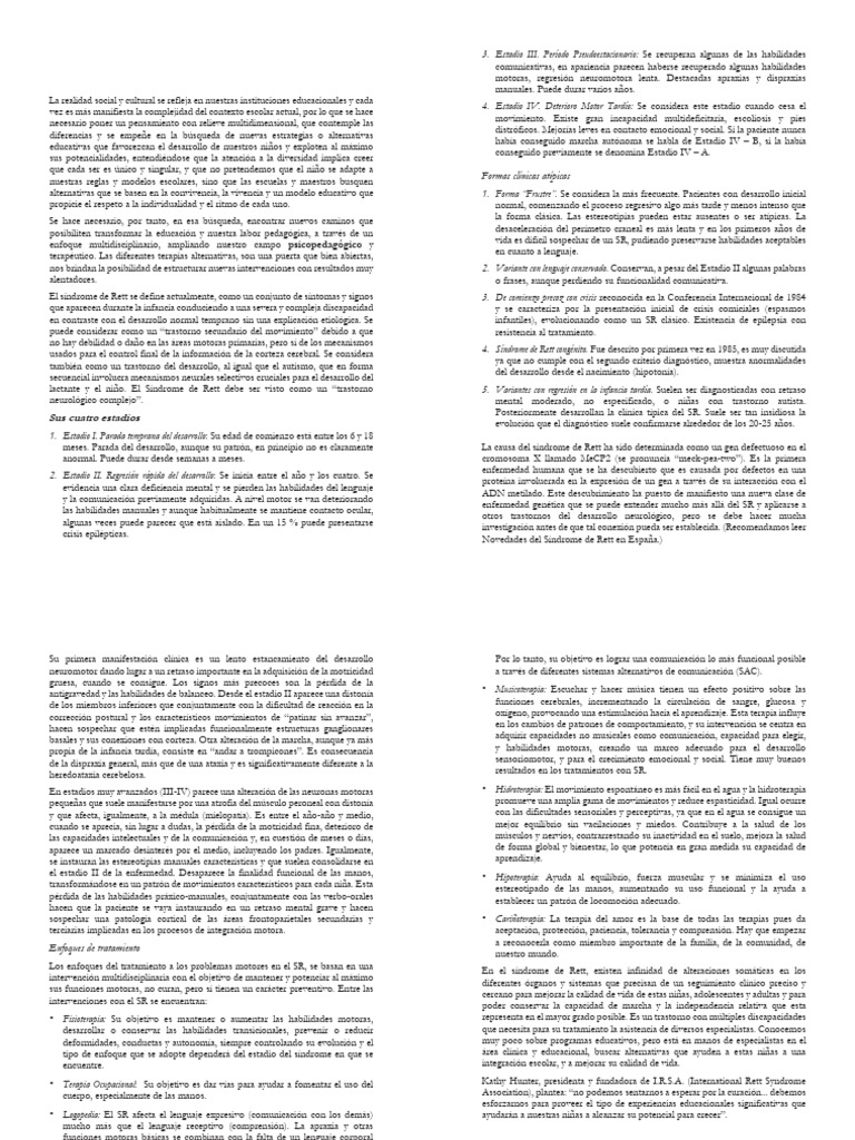 RETT | PDF | Autismo | Discapacidad intelectual