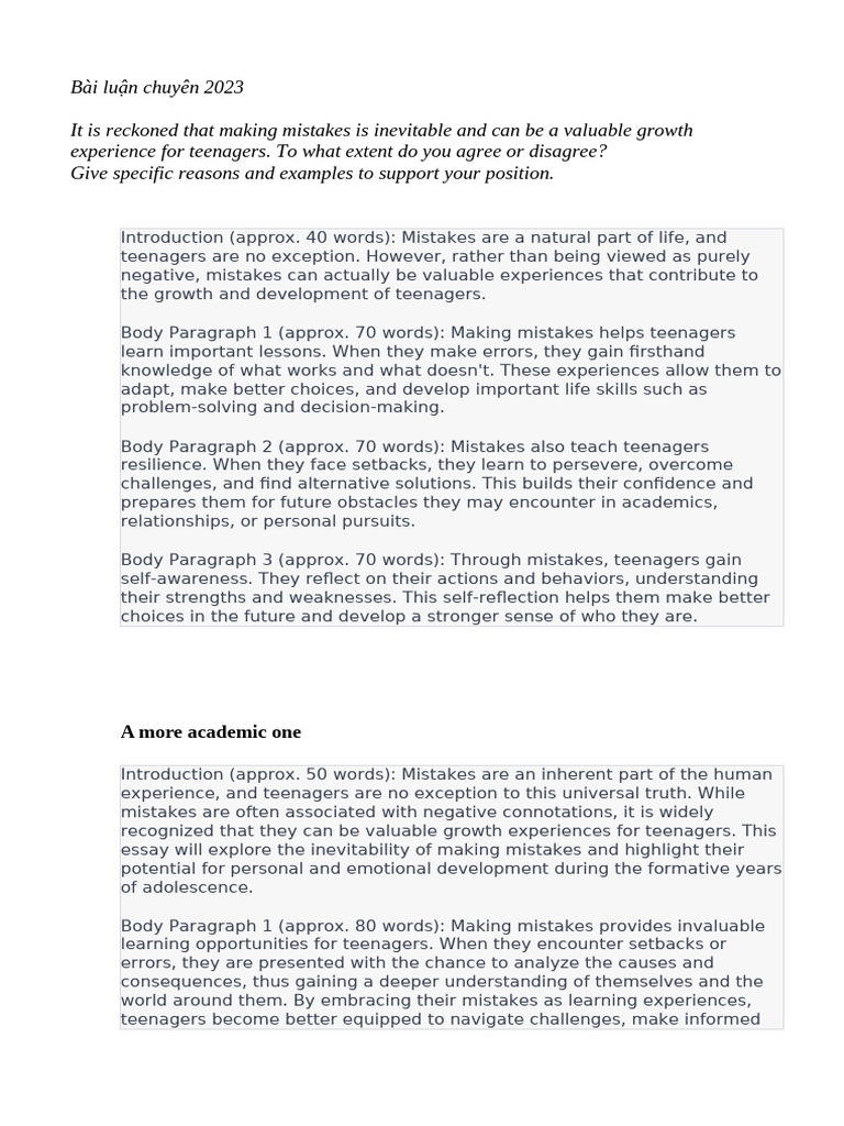 Bài luận chuyên 2023 | PDF | Psychological Resilience | Adolescence