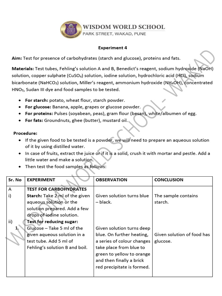 2s1ngid9ib_Experiment 4 | PDF | Glucose | Foods