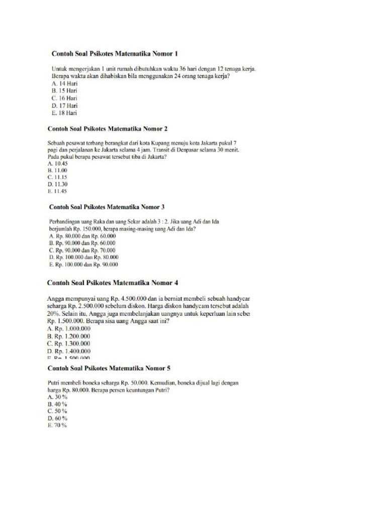 Contoh Psikotest Matematikaa | PDF