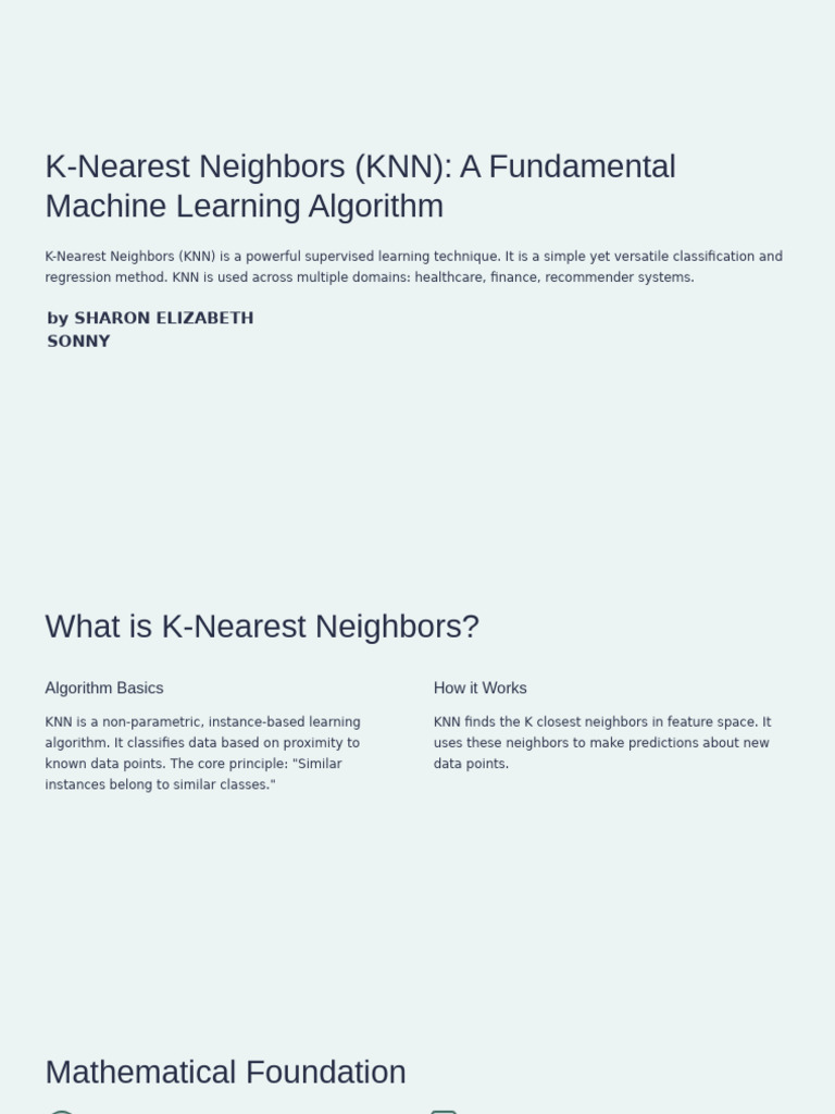 K Nearest Neighbors KNN A Fundamental Machine Learning Algorithm | PDF ...