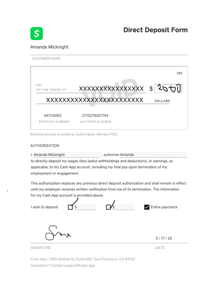 Amex Direct Deposit Authorization Form | PDF