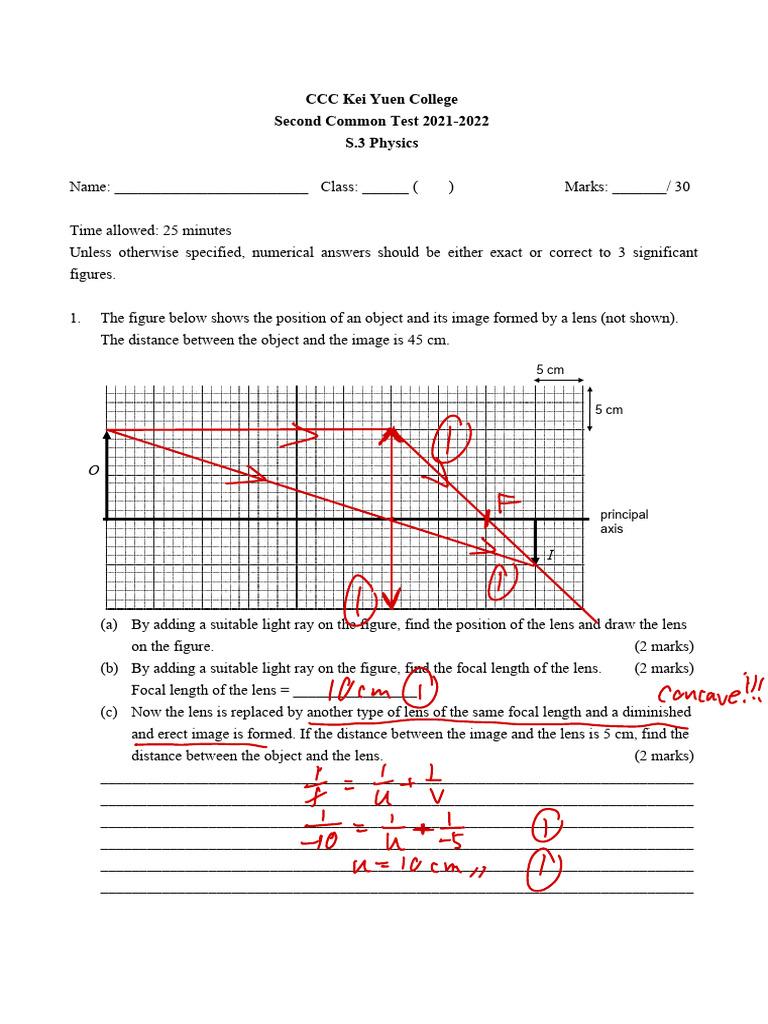 S3 2122 2nd Common Test Paper Marking Scheme | PDF | Glass Engineering ...