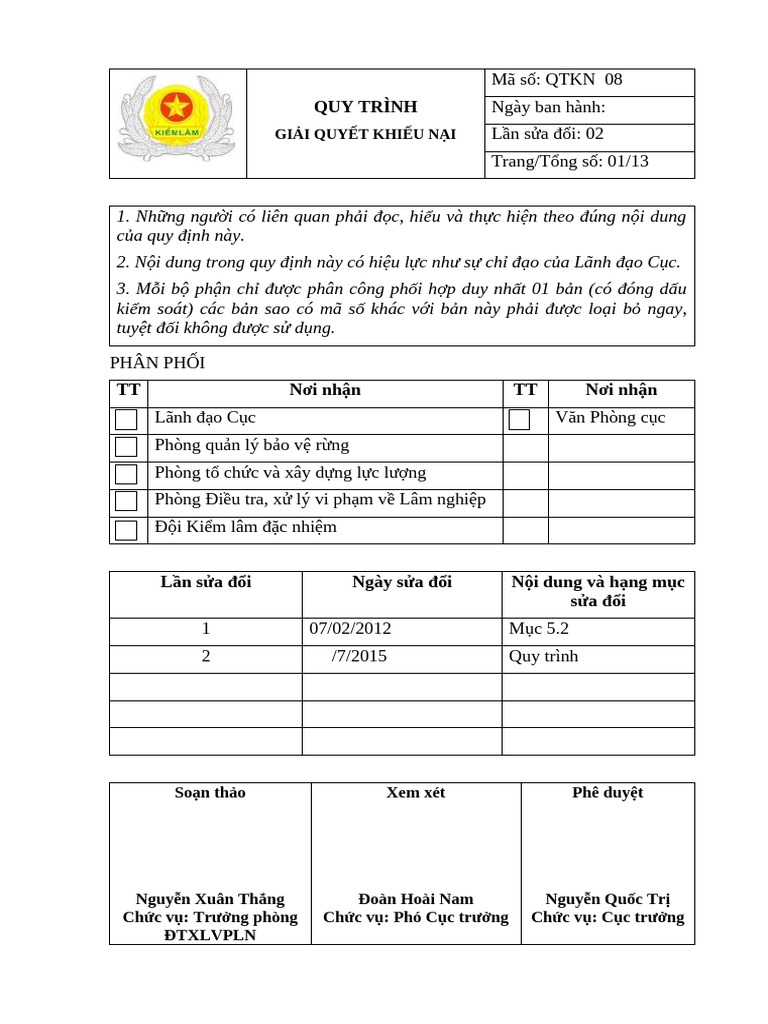 7. Quy trinh giai quyet khieu nai | PDF