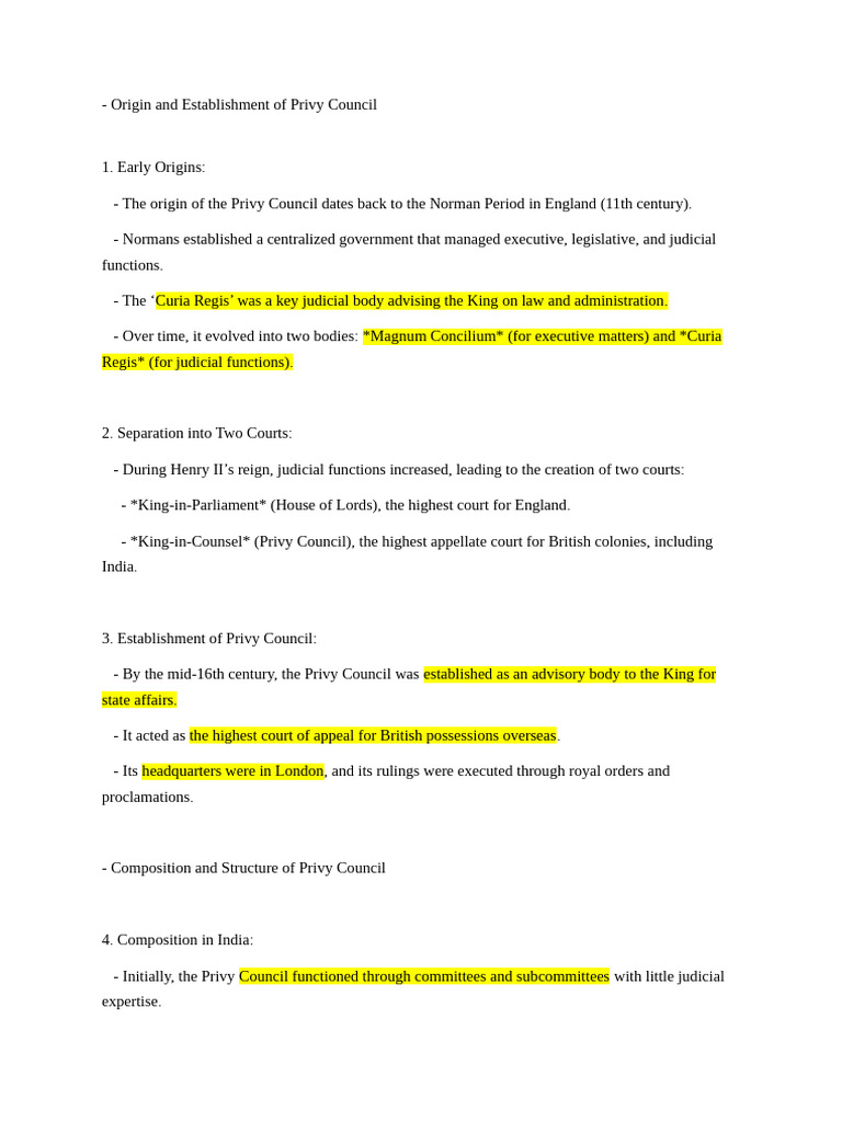 Privy Council: Origins and Evolution | PDF | Magistrate | Court System ...