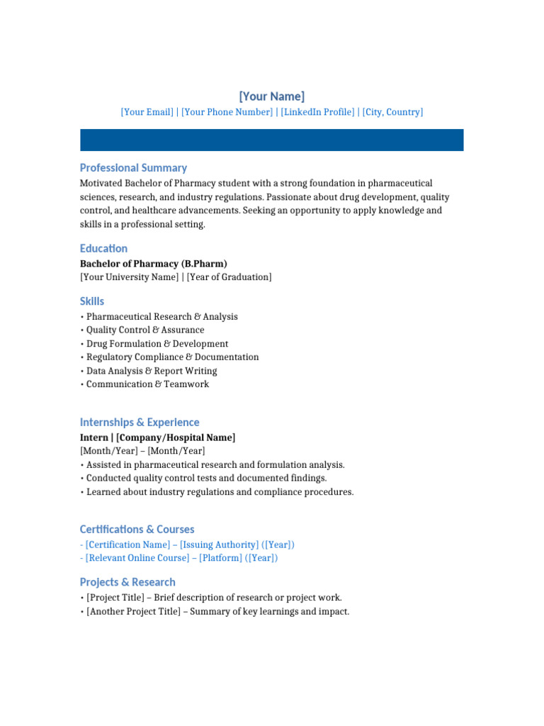 Modern Pharmacy Student CV | PDF