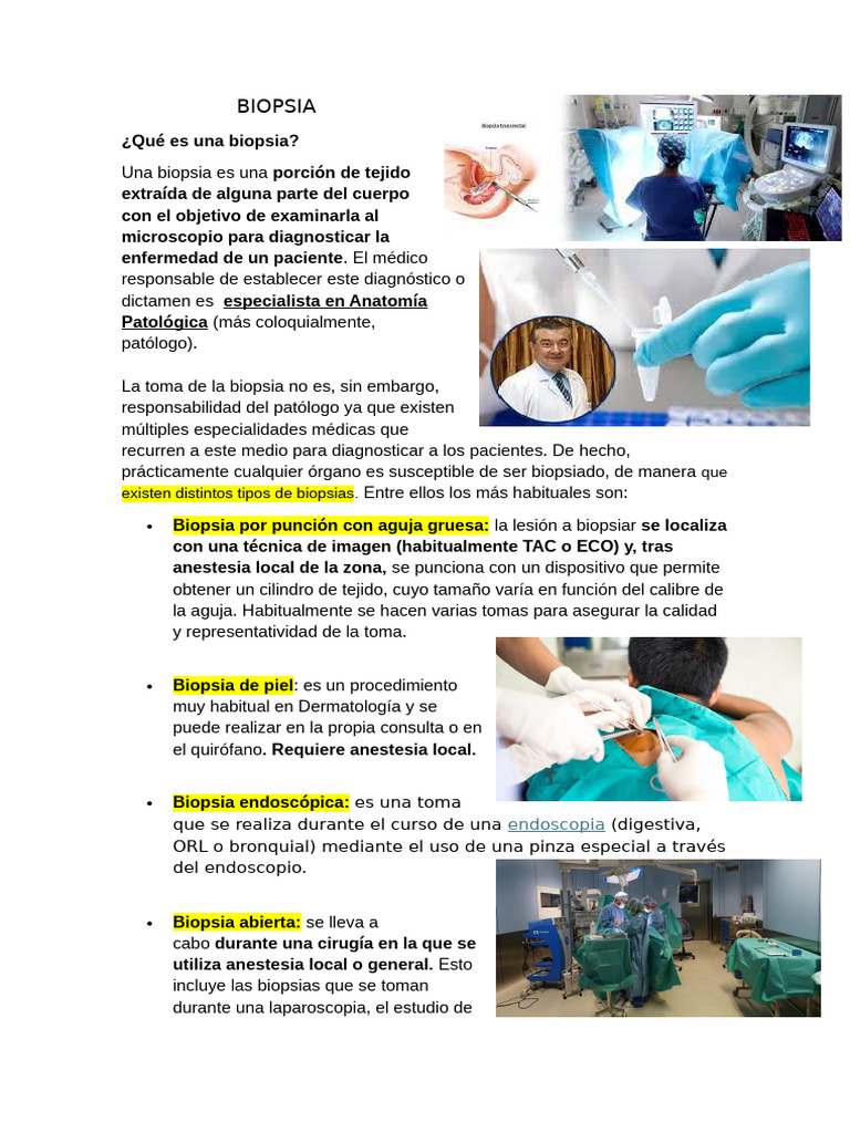 Tipos de biopsia y su diagnóstico | PDF | Biopsia | Cáncer