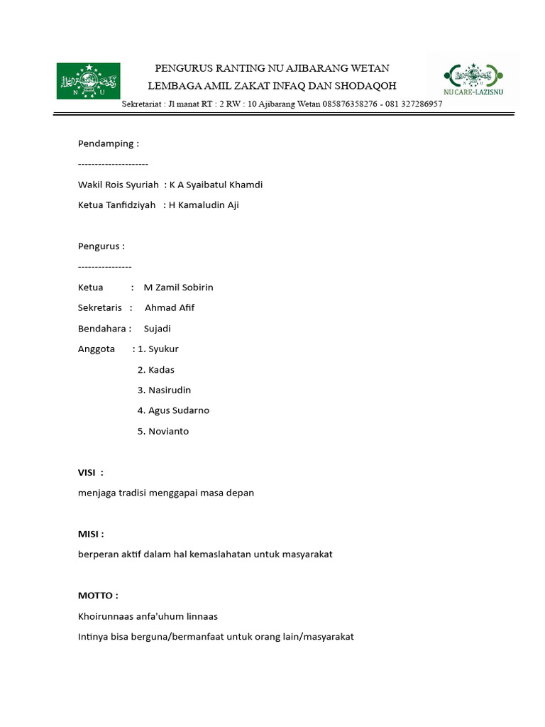 Susunan Pengurus | PDF