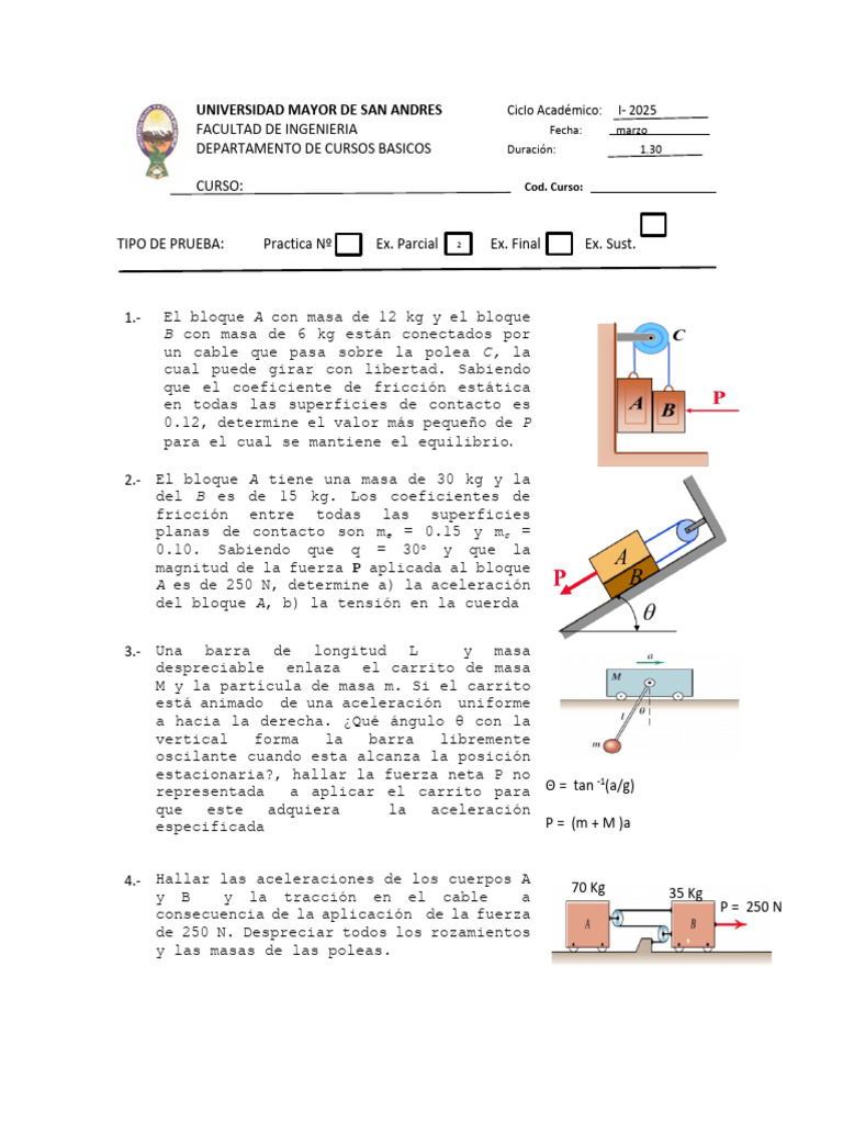 Examen de Dinamica | PDF
