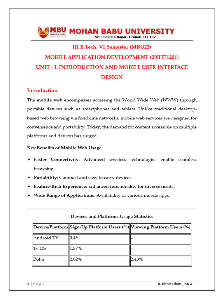 MOBILE APPLICATION DEVELOPMENT-Full Material | PDF | Model–View–Controller | Mobile App