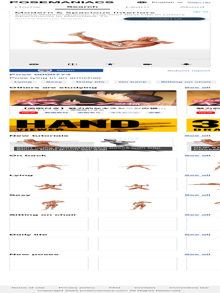 Pose 0000774, Male, Lying, Sexy, Daily Life, On Back, Sitting on Chair ...