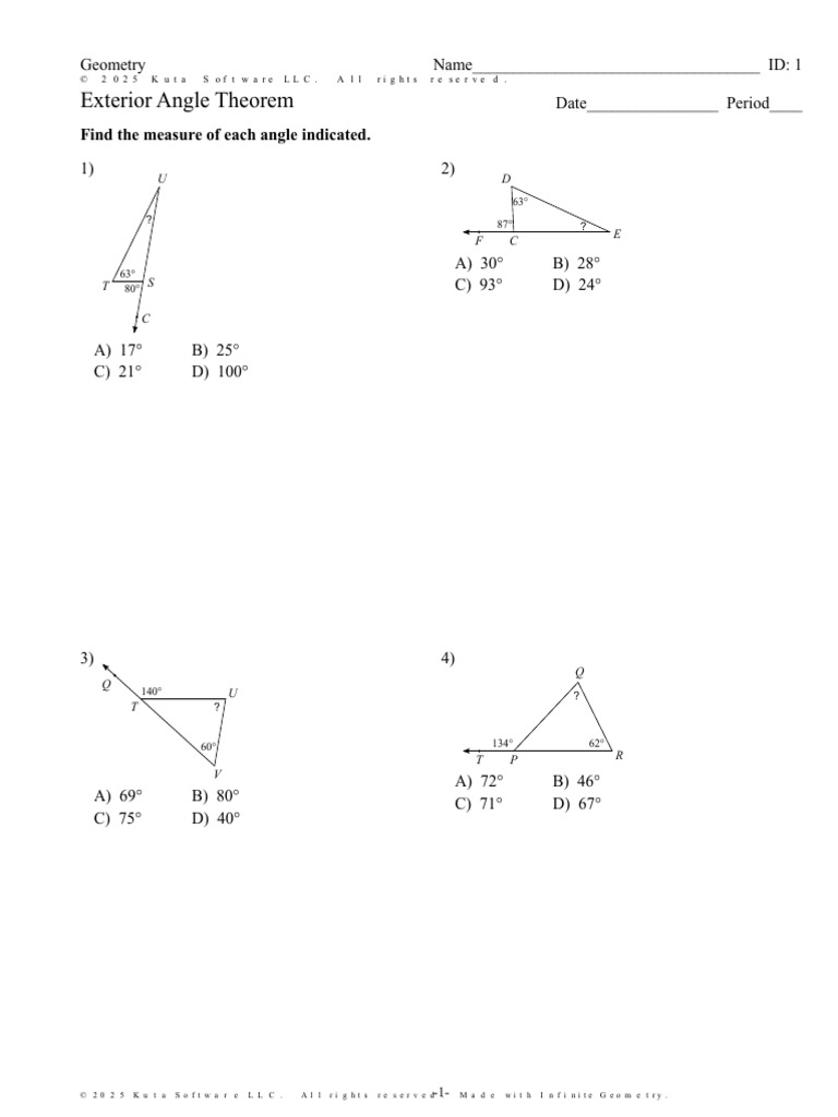 Exterior Angle Theorem | PDF | Geometric Measurement | Euclidean Plane ...