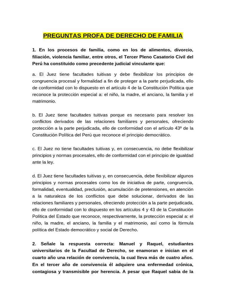 Preguntas Profa de Derecho de Familia | PDF | Divorcio | Matrimonio