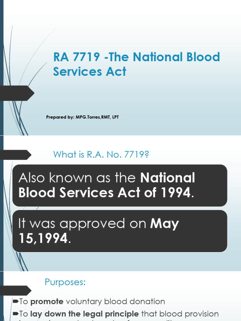 RA 7719 New | PDF | Blood Transfusion | Blood Donation