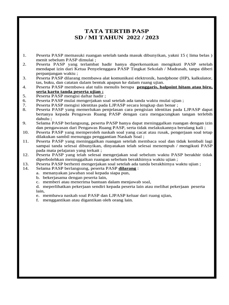 Tata Tertib Pasp | PDF