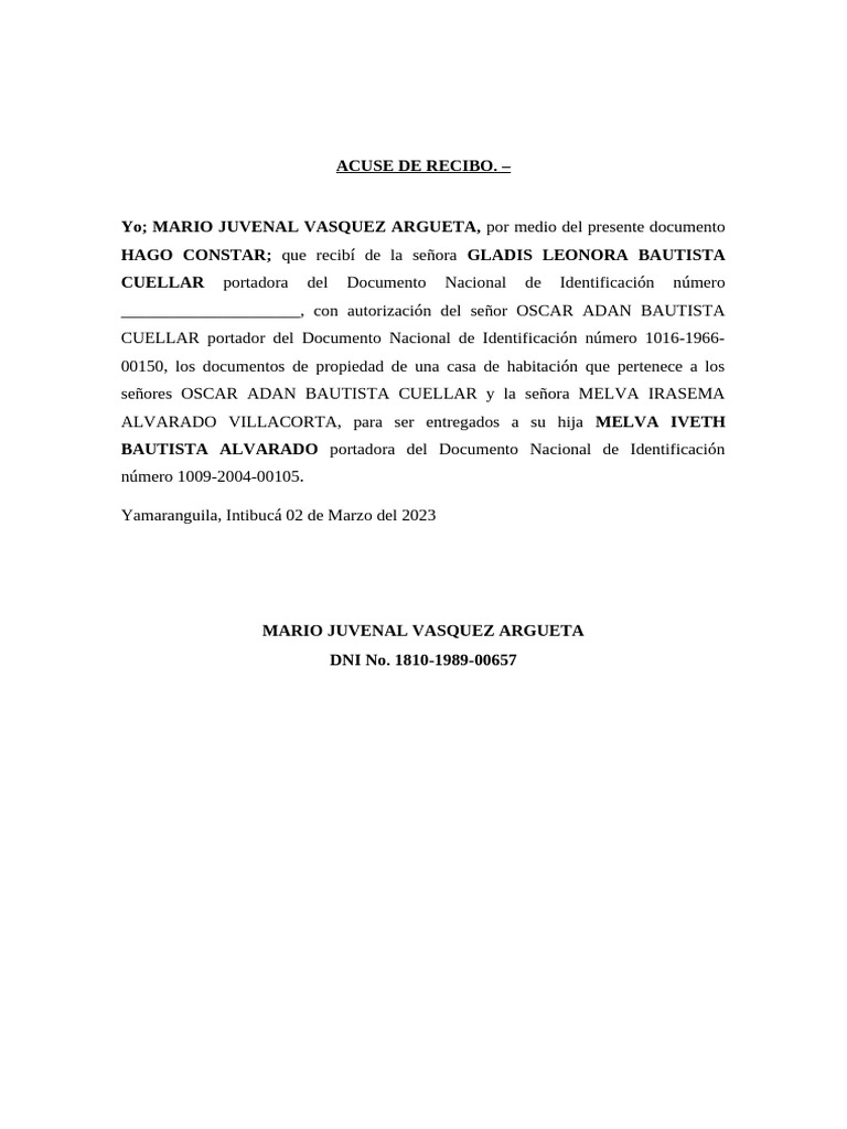 Acuse de Recibo | PDF