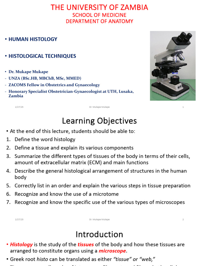 2. Histological Techniques - 2025 | PDF | Microscope | Staining