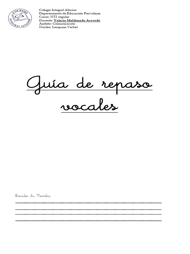 Guía de repaso vocales | PDF