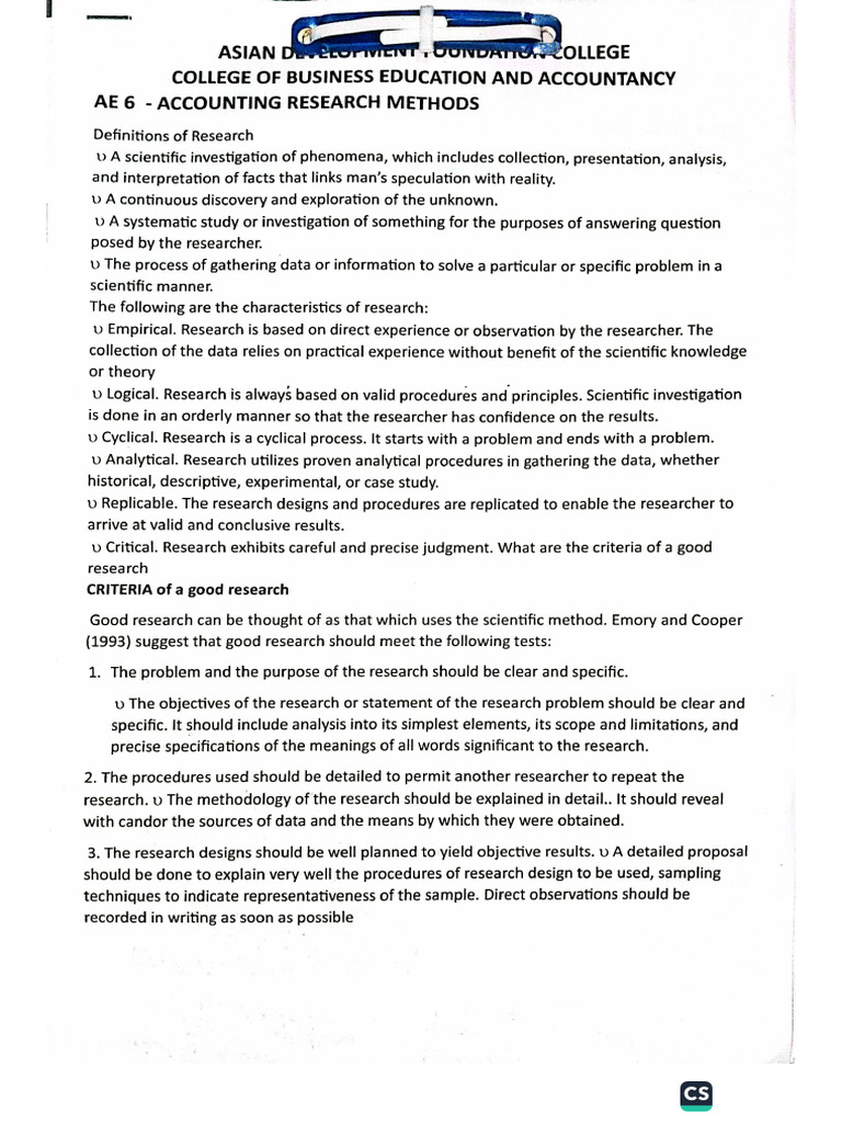 AE6 Accounting Research Methods | PDF