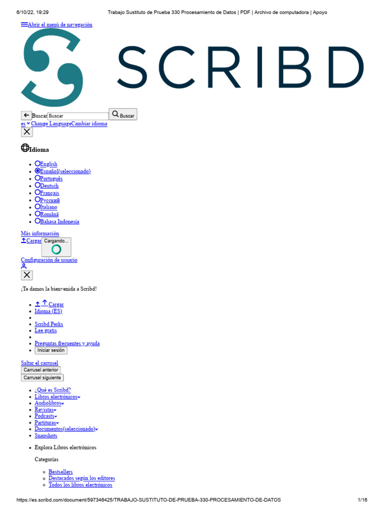 Trabajo Sustituto de Prueba 330 Procesamiento de Datos _ PDF _ Archivo de computadora _ Apoyo ...