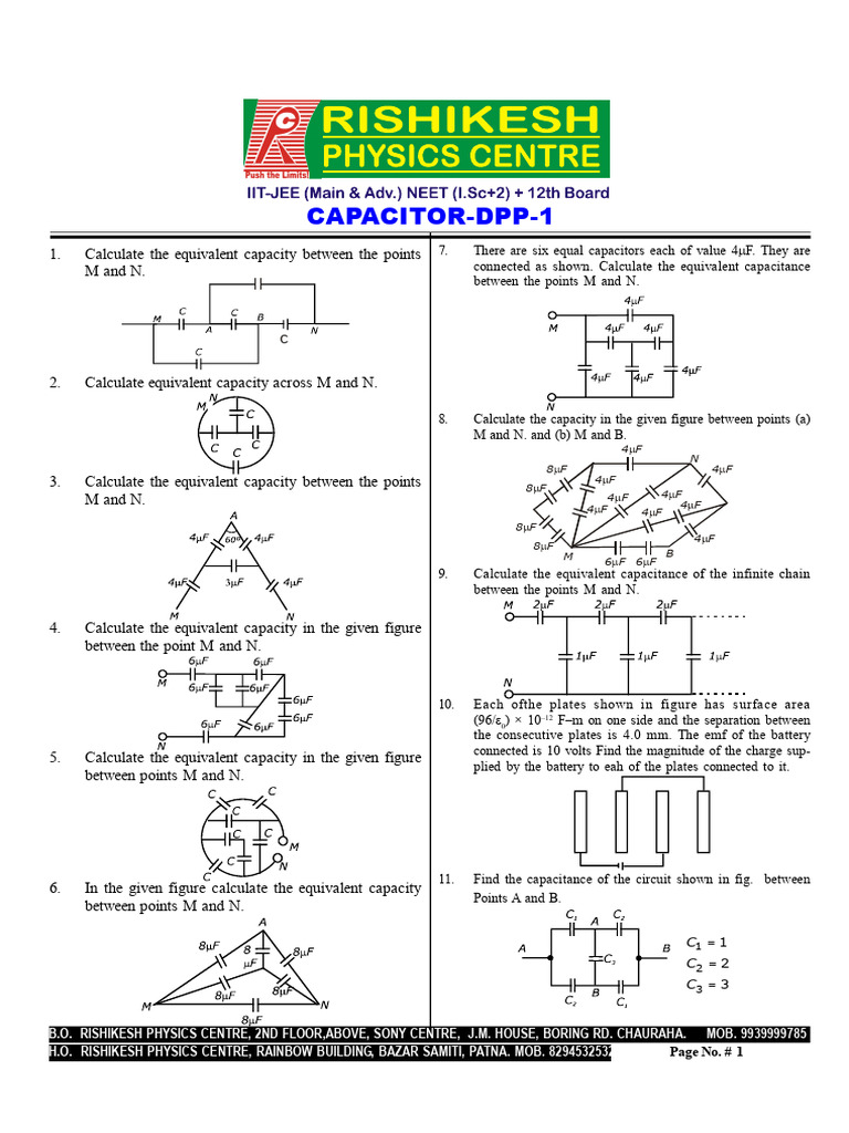 CAPACITOR_DPP-1_04-08-2020 | PDF | Capacitor | Capacitance